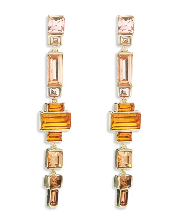 Aqua Cubic Zirconia Geometric Drop Earrings - Brown