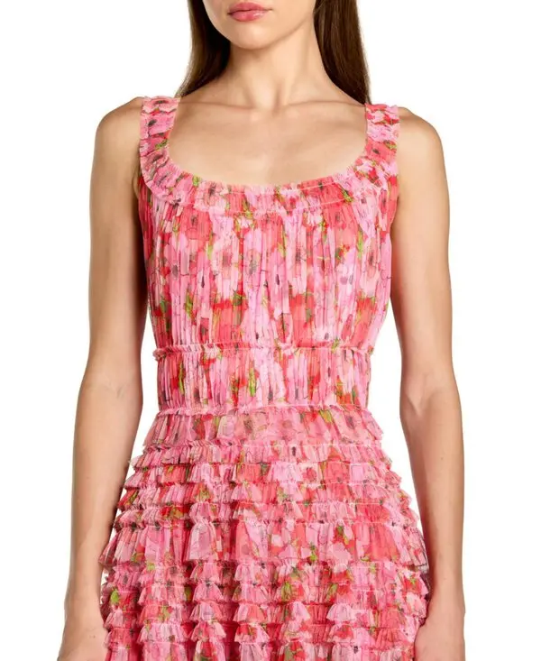 Mac Duggal Floral Printed Ruffle Maxi Dress
