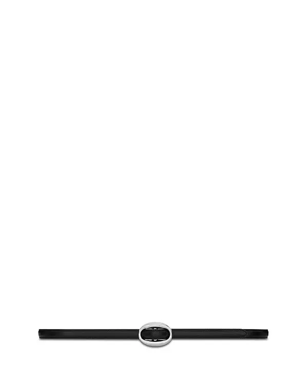 Saint Laurent Oval Buckle Thin Belt In Smooth Leather - Black/silver