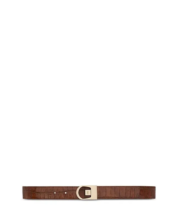 Saint Laurent Reversible Belt - Vegetal Brown /dark Wet Clay