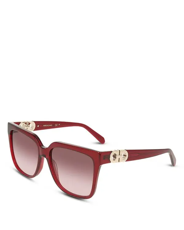 FERRAGAMO Gancini Hinge Square Sunglasses 58mm - Transparent Wine
