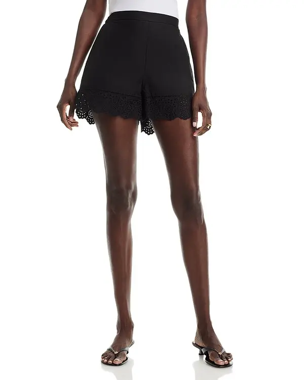 BY MALENE BIRGER Greta Eyelet Hem Shorts - Black