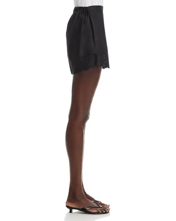 BY MALENE BIRGER Greta Eyelet Hem Shorts - Black