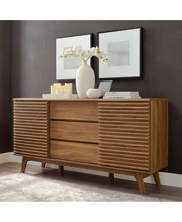 MODWAY Render 63 Sideboard Buffet Table Or Tv Stand - Walnut