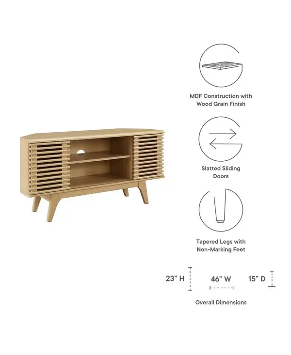 MODWAY Render 46 Corner Tv Stand - Oak