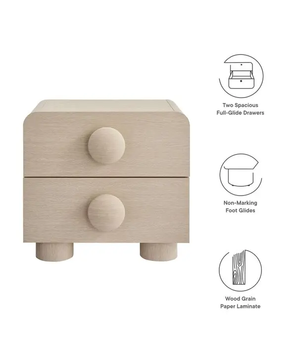MODWAY Sonnet 2-drawer Nightstand - Ash