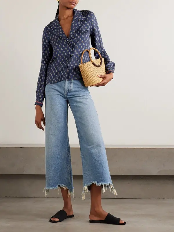 DÔEN Elene Paisley-print Silk-satin Blouse