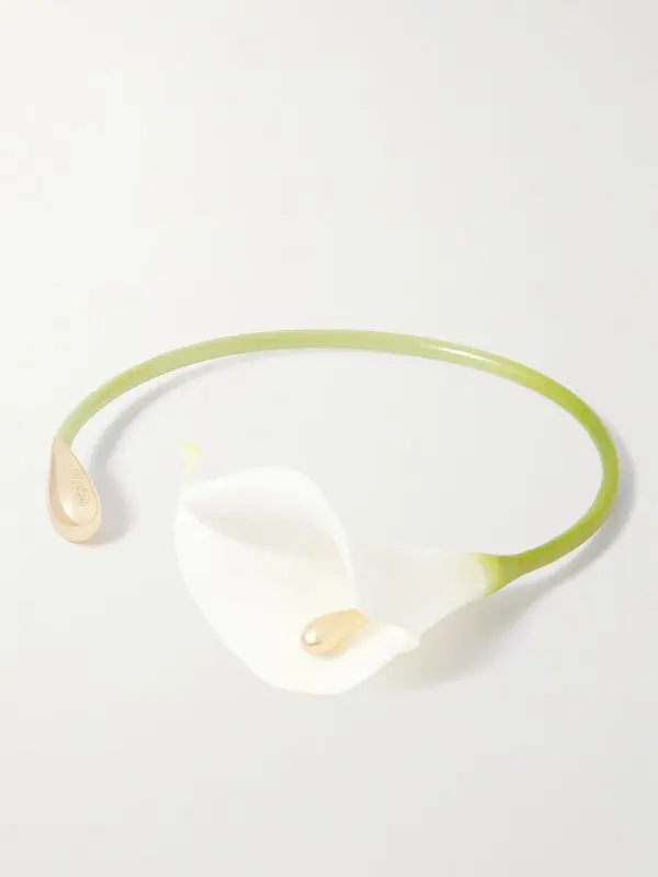 Cult Gaia Calla Vine Tpu And Gold-tone Choker - White
