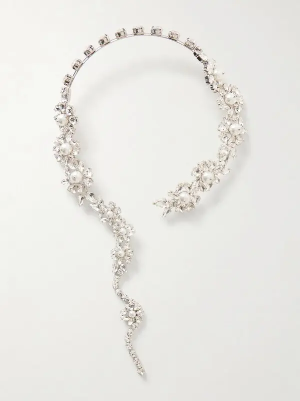 Simone Rocha Fragment Heartbloom Crystal Necklace - Silver
