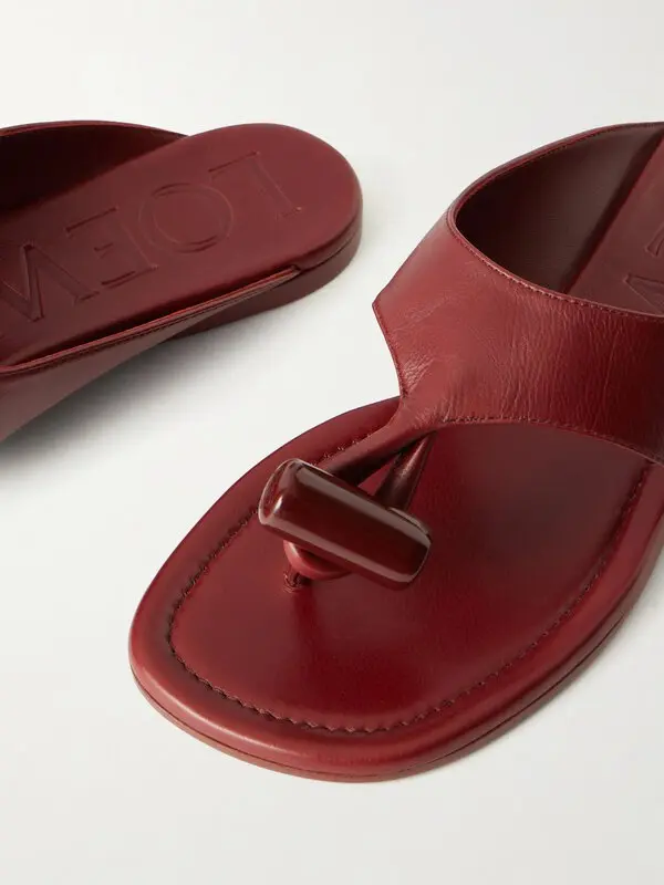 Loewe Toggle Leather Slides - Red
