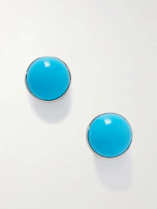 Alaïa Sphere Earrings With Enamel And Silver-tone Brass - Blue