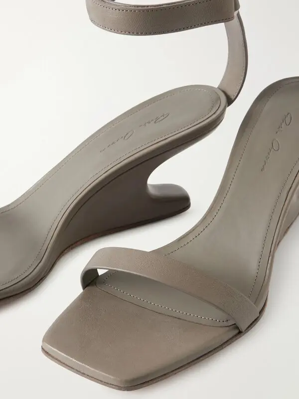 Rick Owens Cantilever Leather Wedge Sandals - Brown