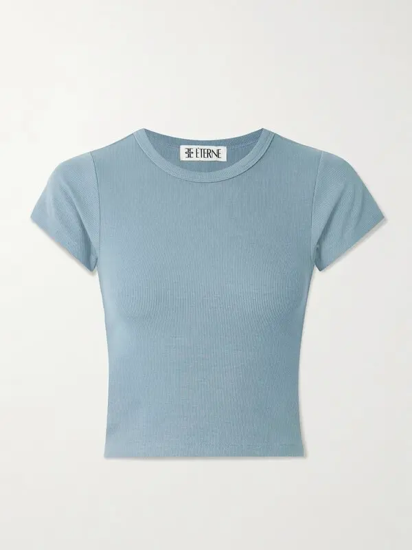 Eterne Chloe Ribbed Stretch-jersey T-shirt