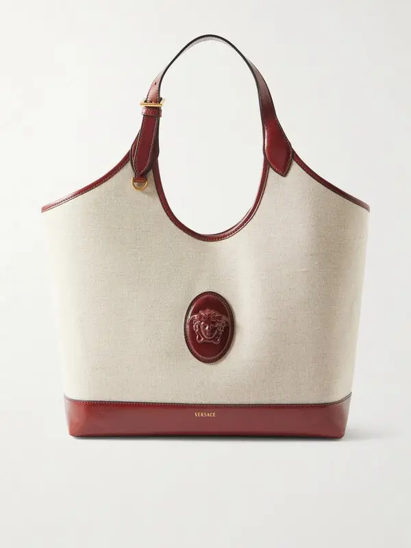 Versace Leather-trimmed Canvas Tote