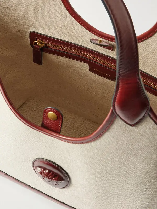 Versace Leather-trimmed Canvas Tote
