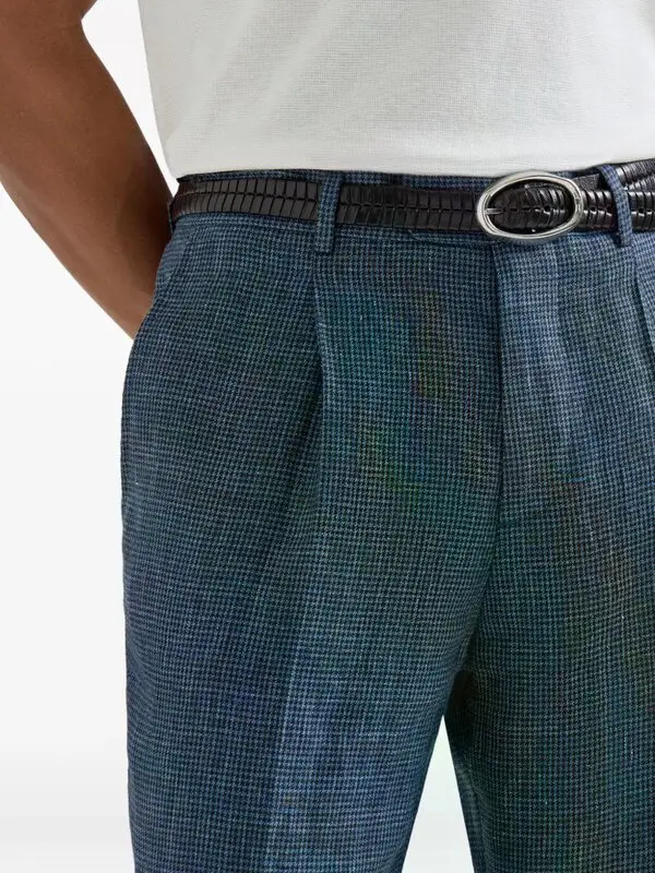 Brunello Cucinelli Houndstooth Pleated Trousers - Blue
