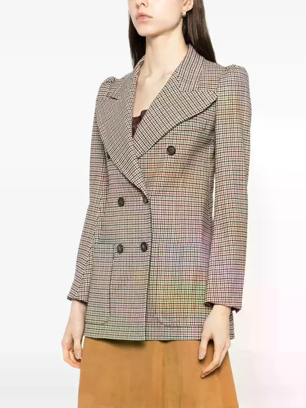 Chloé Houndstooth Print Double-breasted Blazer
