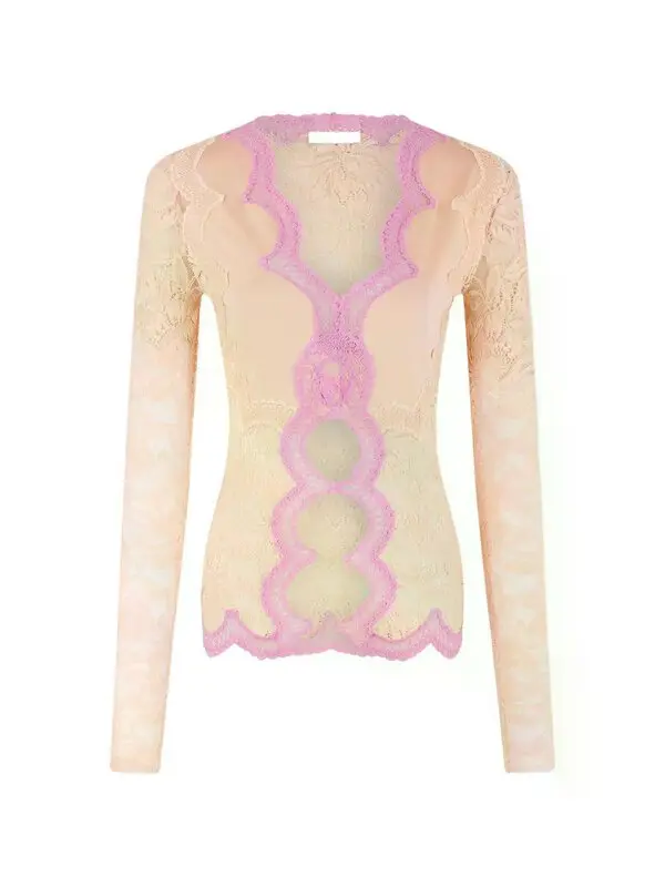 Rabanne Lace Trim Top - Neutrals