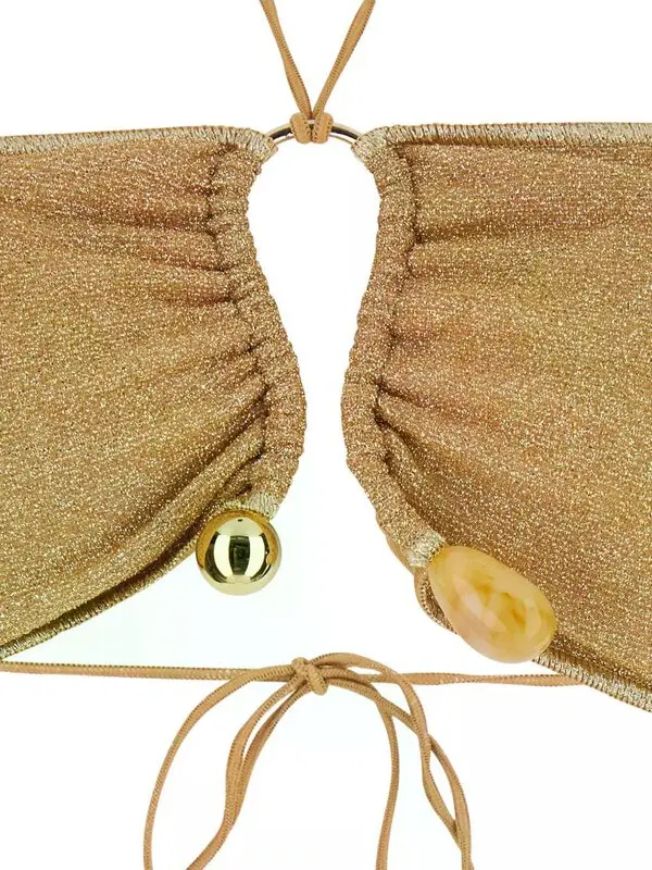 Oseree Lumière Beaded-detail Bikini - Gold