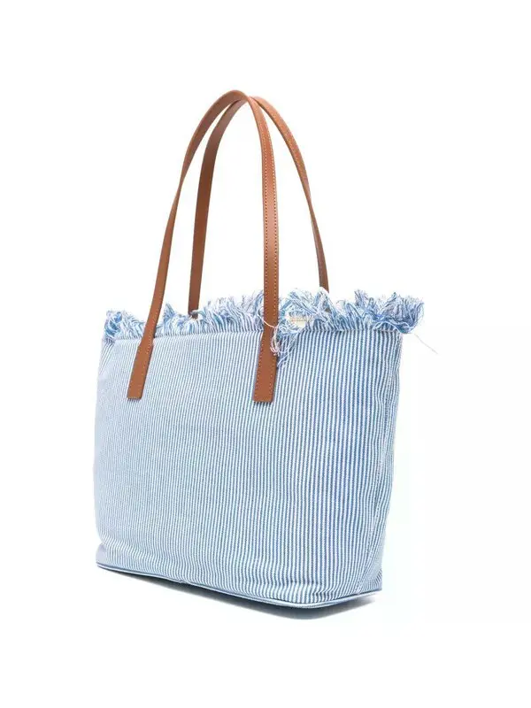 MC2 SAINT BARTH Fringed Striped Tote Bag - Blue