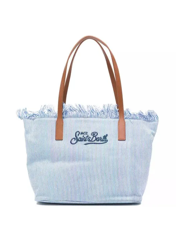 MC2 SAINT BARTH Fringed Striped Tote Bag - Blue