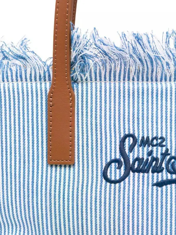 MC2 SAINT BARTH Fringed Striped Tote Bag - Blue