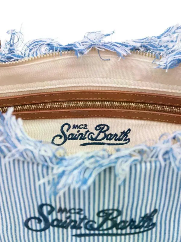 MC2 SAINT BARTH Fringed Striped Tote Bag - Blue