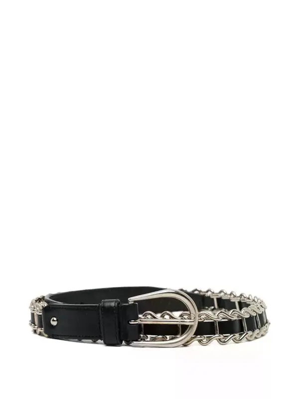Miu Miu Chain Link Leather Belt - Black