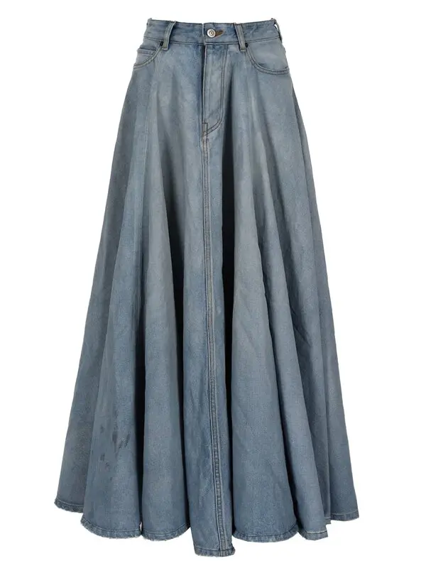 Balenciaga Long Godet Skirt - Blue