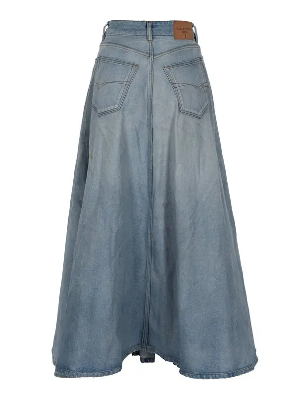 Balenciaga Long Godet Skirt - Blue