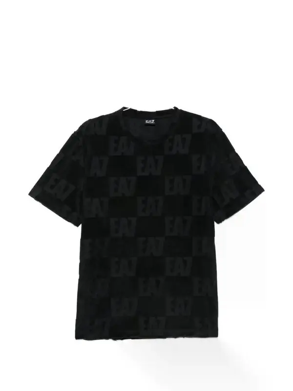 EA7 Patterned Round-neck T-shirt - Black