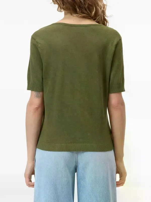 Closed Short-sleeve Sweater - Green