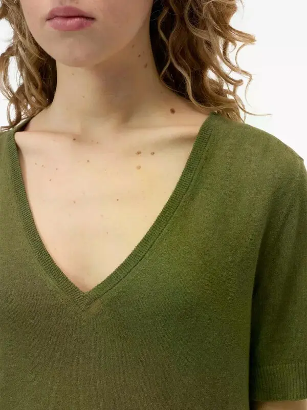 Closed Short-sleeve Sweater - Green