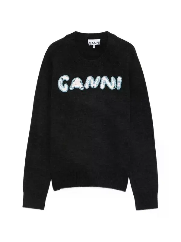 GANNI Appliqué Crew Neck Knitwear