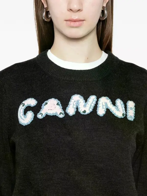 GANNI Appliqué Crew Neck Knitwear