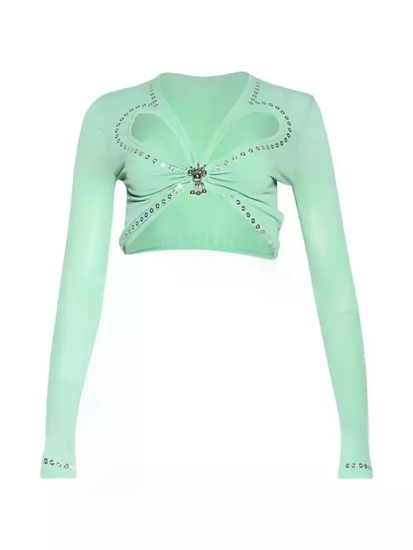 Rabanne Embellished Cut-out Crop Top