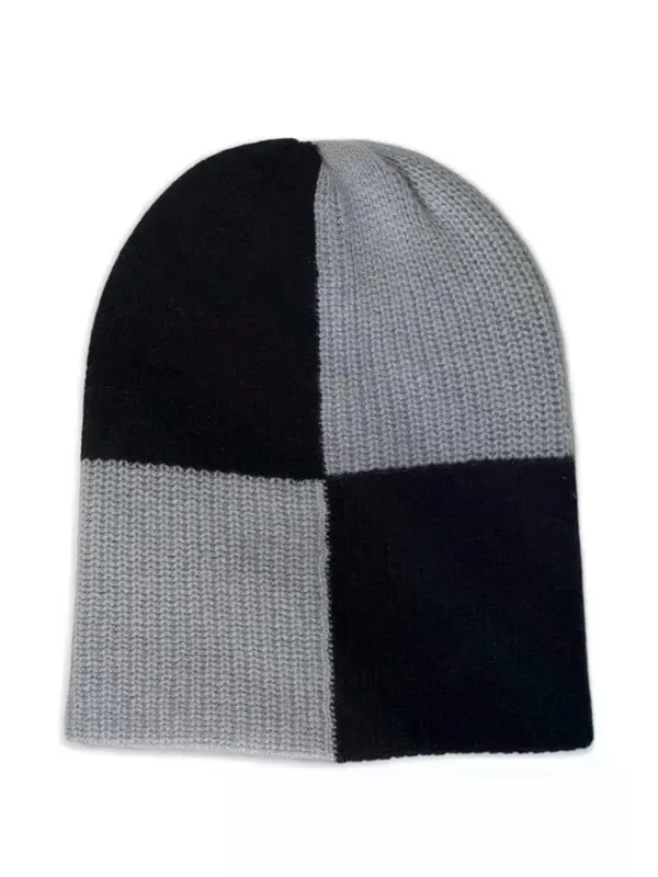 THE ELDER STATESMAN Checked Watchman Beanie - Black