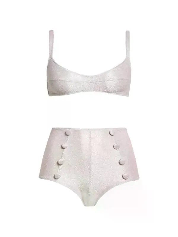 Lisa Marie Fernandez Button-detail Bikini - Silver