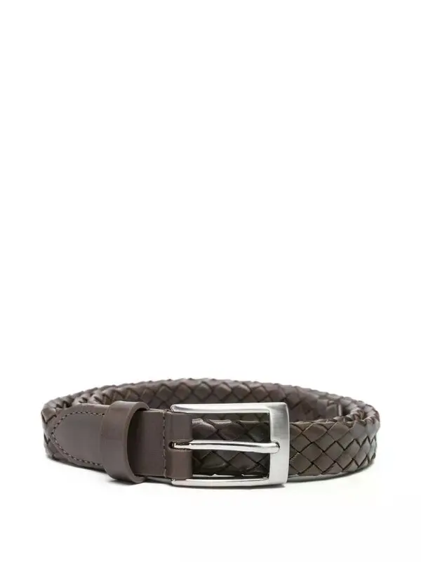 Canali Braided Leather Belt - Brown
