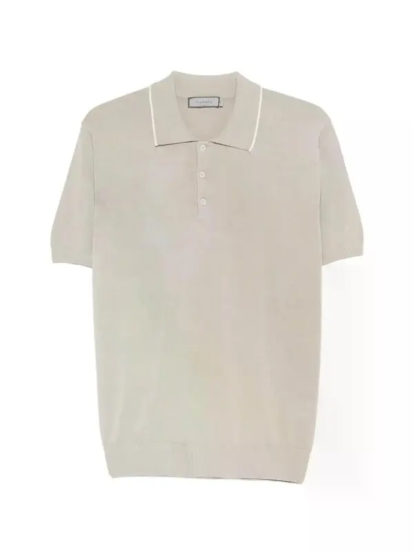 Canali Ribbed Piping Polo Shirt - Neutrals