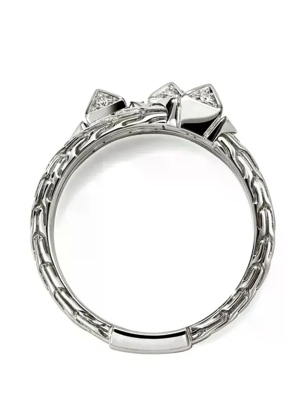 John Hardy Sterling Diamond Triple Row Ring