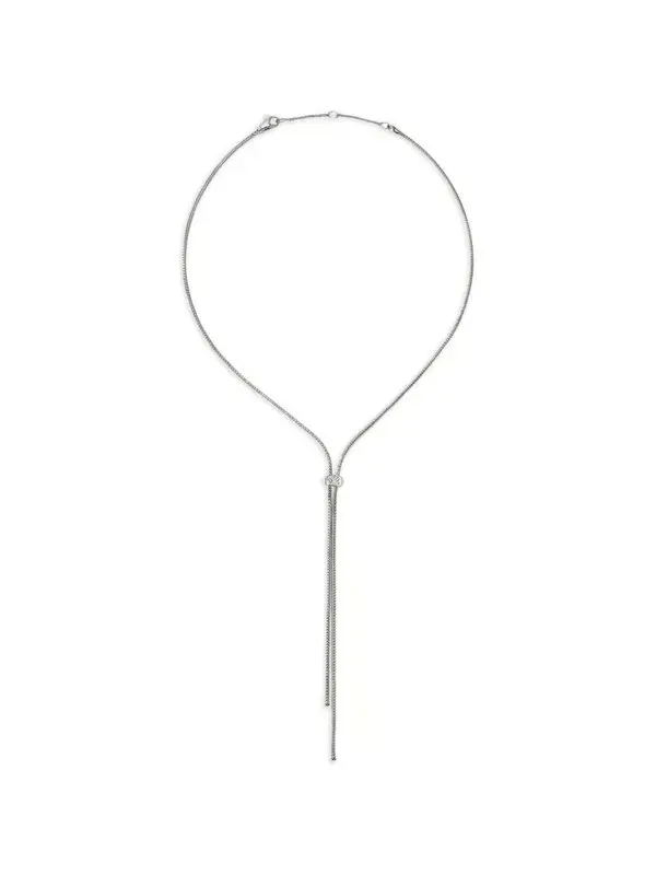 John Hardy Diamond Studded Lariat Necklace - Silver