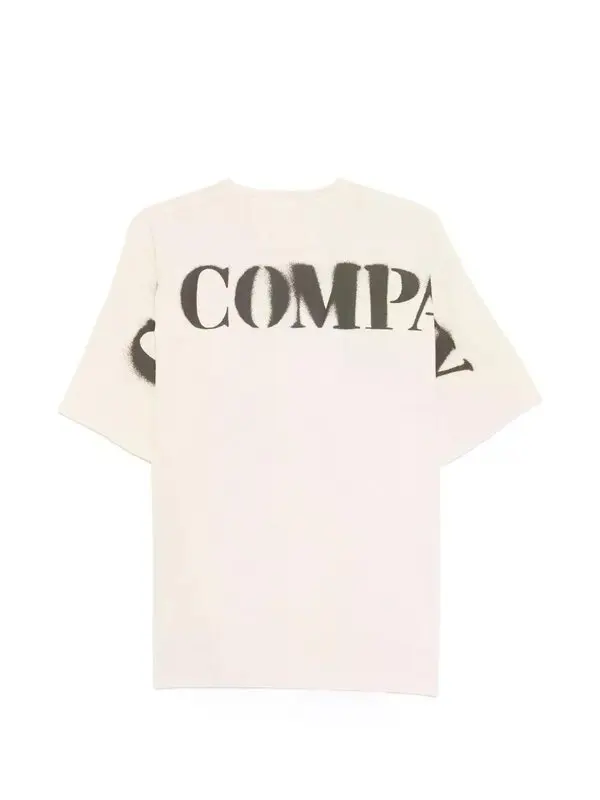 C.P. COMPANY 1020 Jersey Short Sleeve Stencil T-shirt - Neutrals