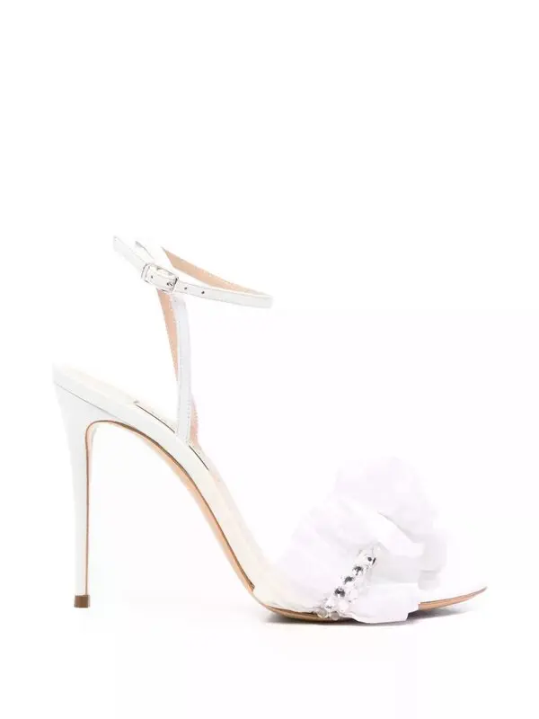Casadei Embellished Ruffled Sandals - White