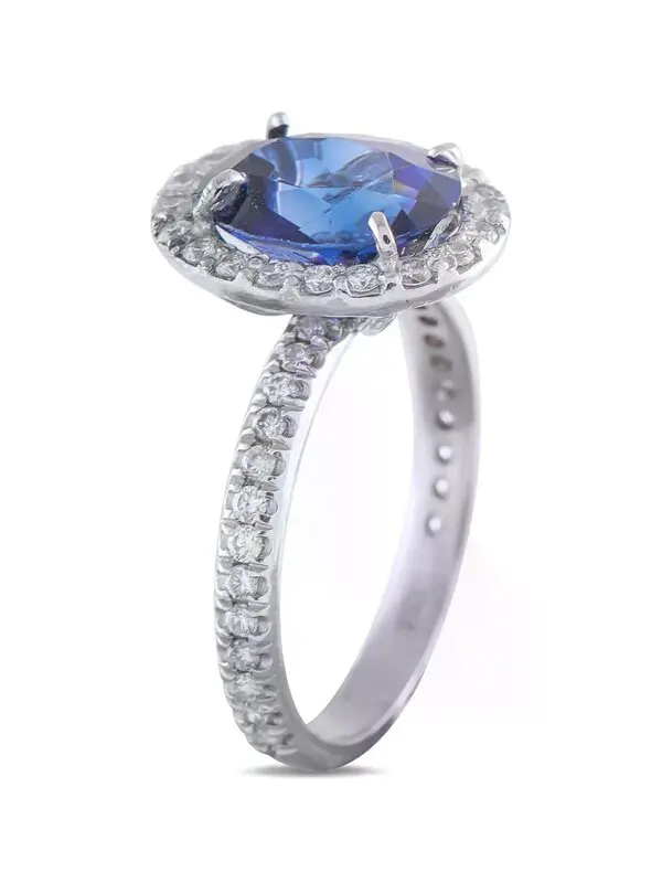 LB EXCLUSIVE 18k White Gold Diamond And Sapphire Ring - Silver