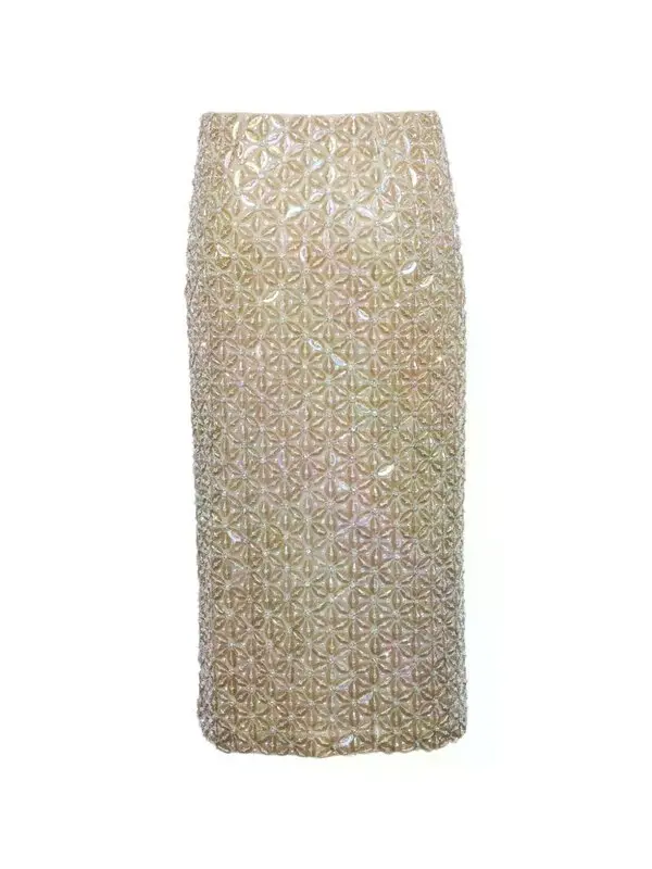 P.a.r.o.s.h Sequin Floral Midi Skirt