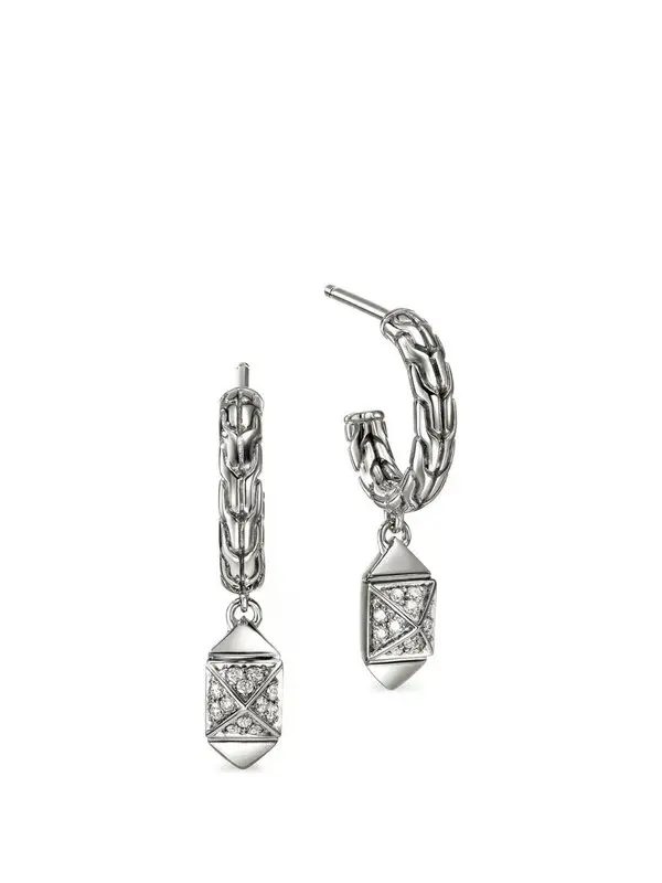 John Hardy Sterling Diamond Stud Earrings - Silver