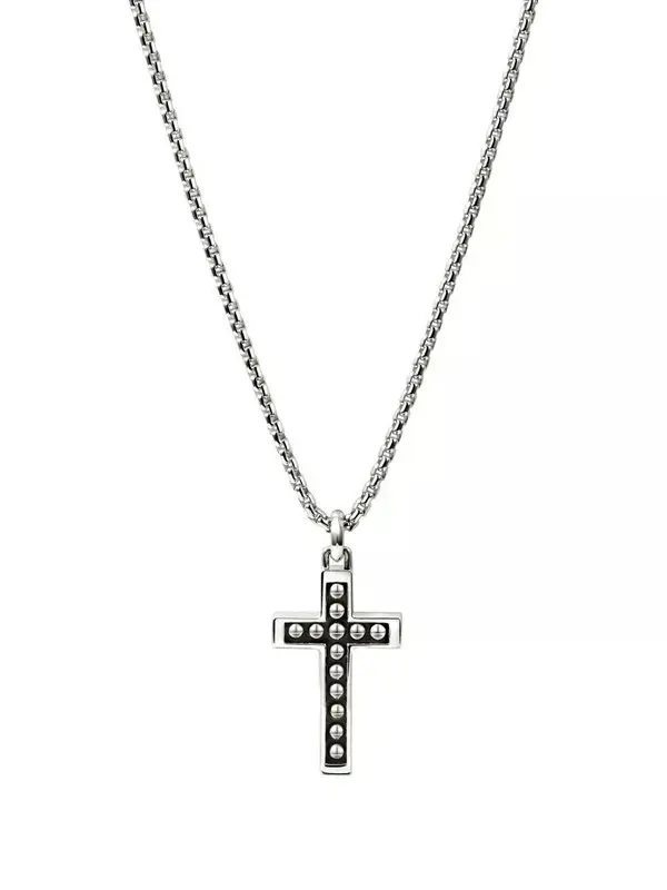 John Hardy Nailhead Cross Necklace - Silver