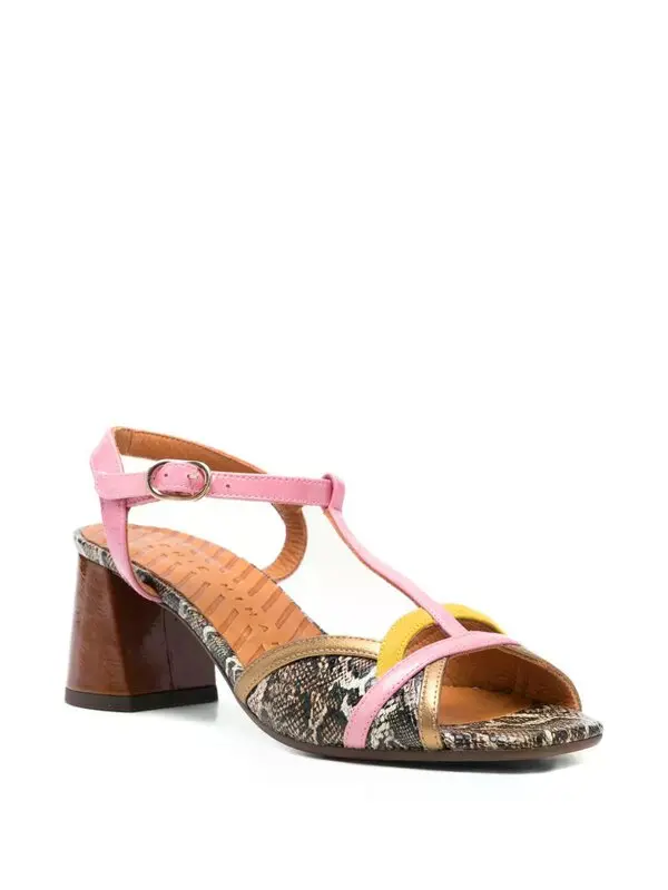 Chie Mihara Ryejo T-strap Snakeskin Sandals - Brown