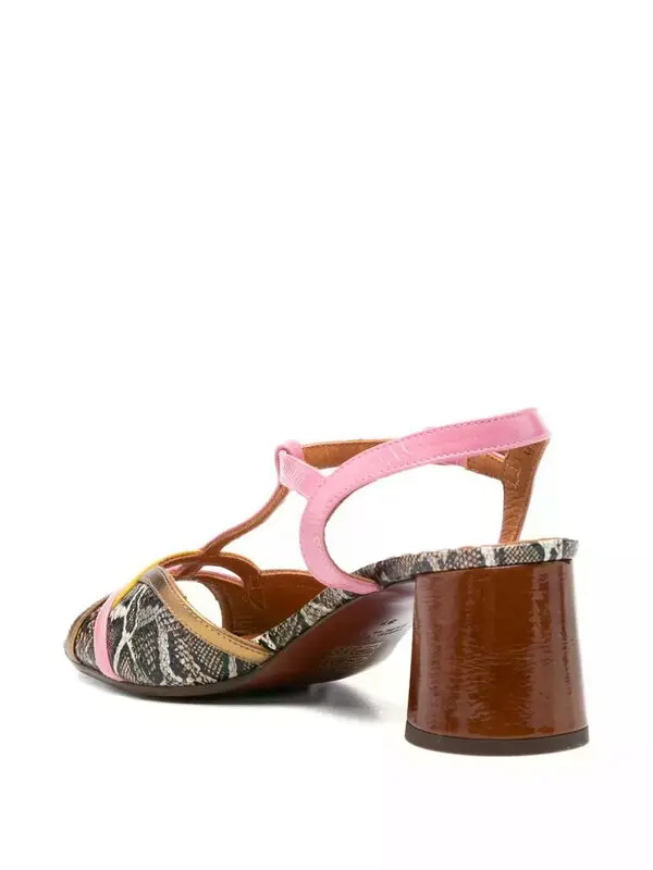 Chie Mihara Ryejo T-strap Snakeskin Sandals - Brown